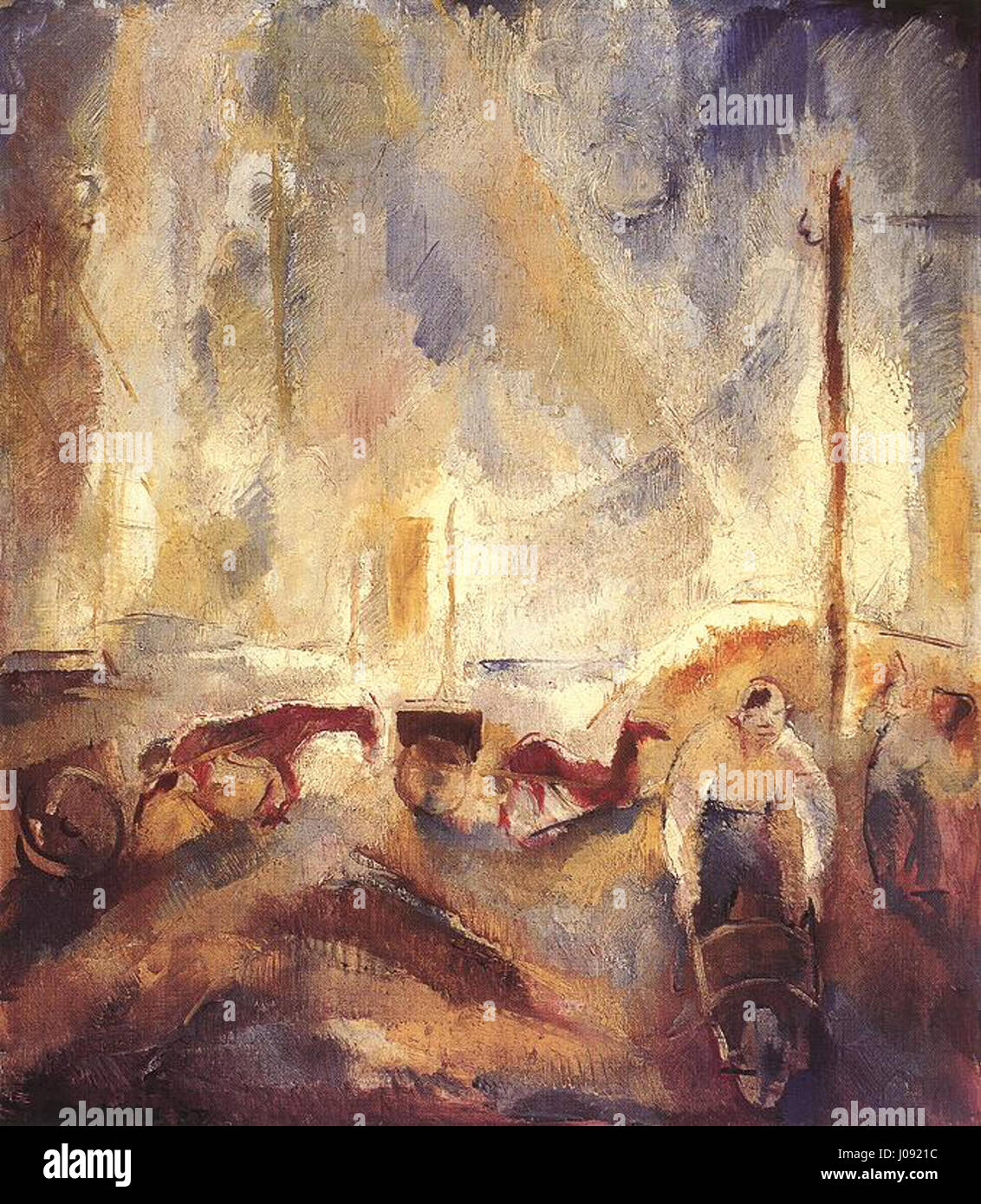 Aba-Novák’s 'Daylabourers with Wheelbarrows' (1927) presents workers ...