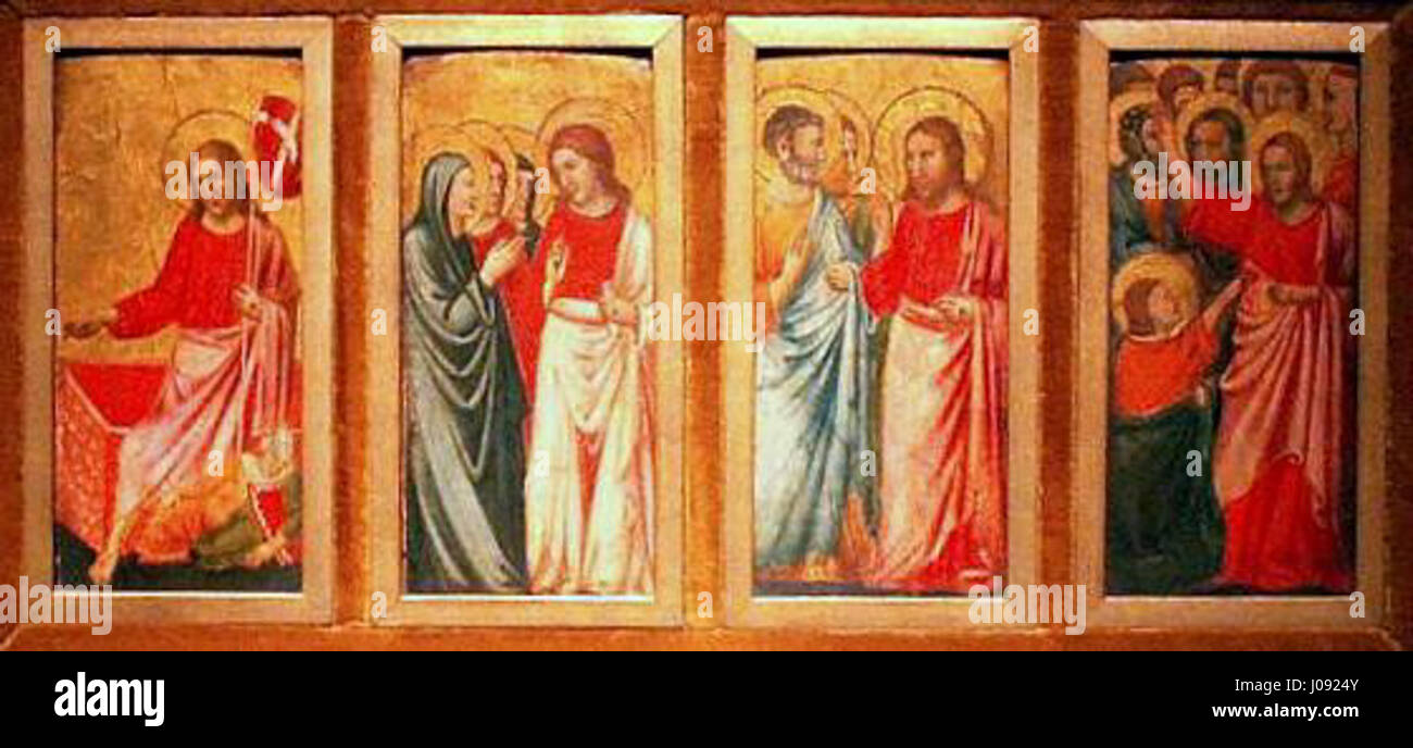 This anonymous artwork depicts scenes from the Resurrection ...