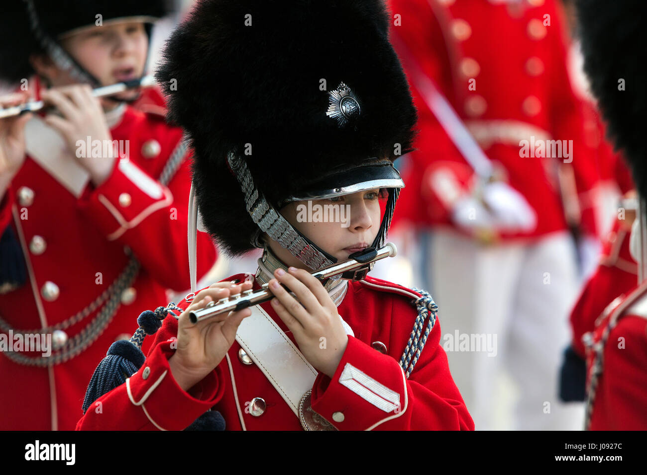 The Tivoli Guard marching through the garden, Copenhagen Stock Photo ...