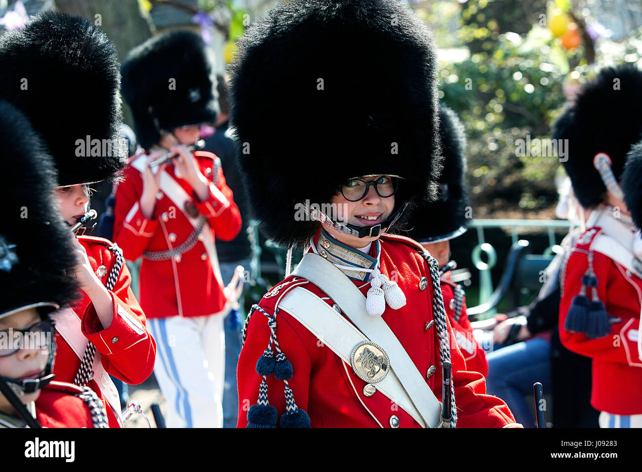 The Tivoli Guard marching through the garden, Copenhagen Stock Photo ...