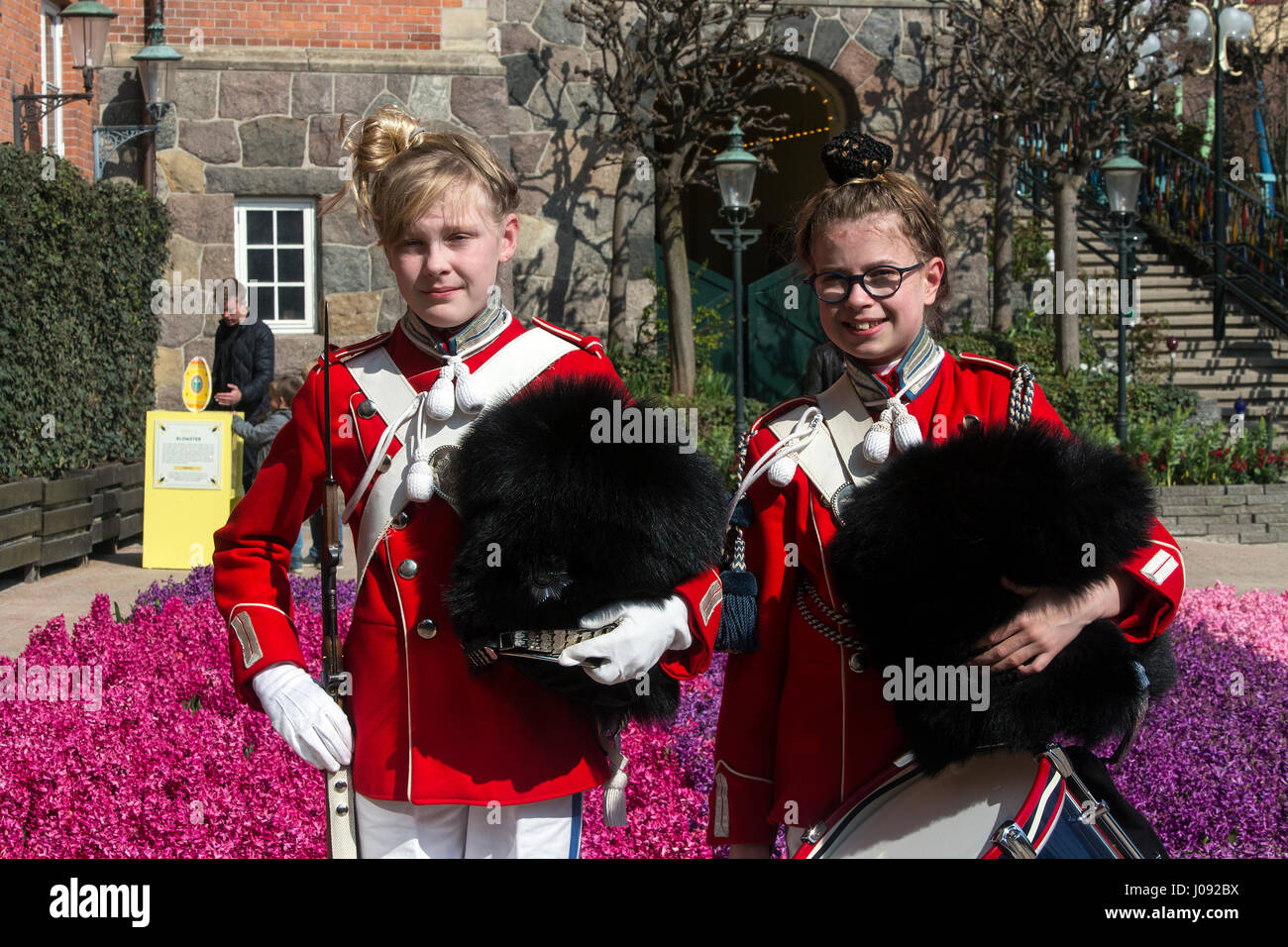The Tivoli Guard marching through the garden, Copenhagen Stock Photo ...