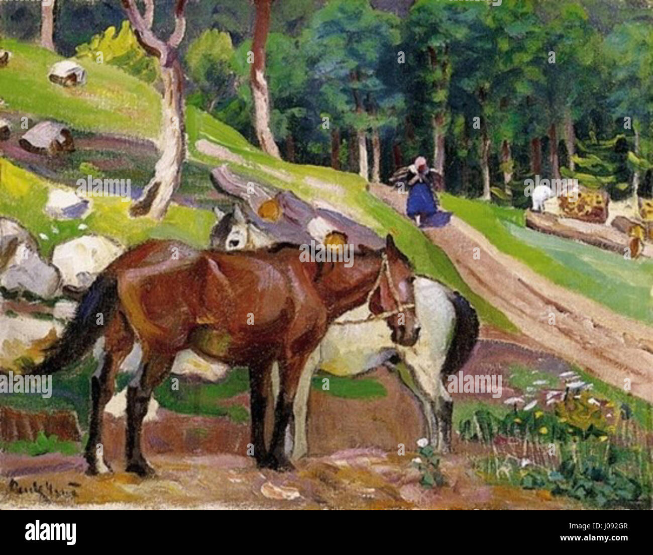'On the Forest Fringe in Nagybánya' by Csuk depicts a serene natural ...