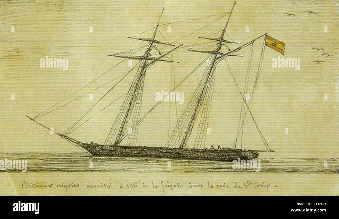 This historical depiction by Docteur Piron shows a slave ship in the ...