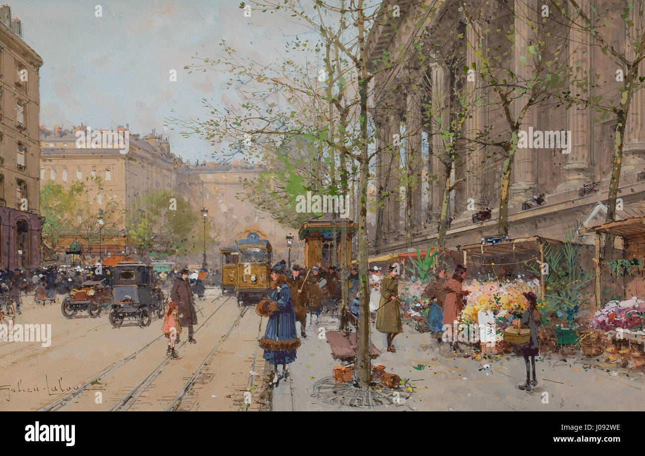 Éugène Galien-Laloue's 'Marché aux fleurs Place de la Madeleine ...