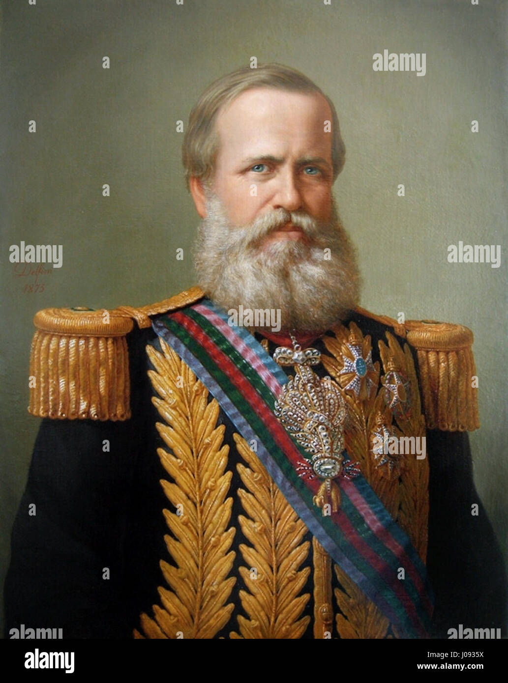 The portrait of D. Pedro II, painted by Delfim da Câmara in 1875 ...