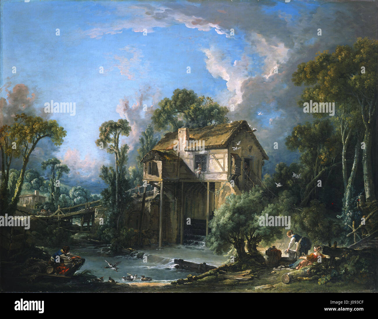 François Boucher’s *Mill at Charenton* portrays a rural scene set in ...