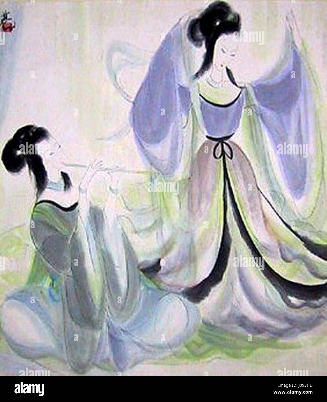 'Escola japonesa - Dançarina e flautista' is a Japanese-style painting ...