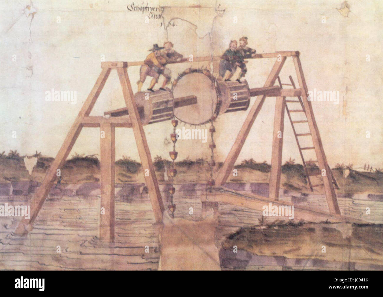 The 'Fugbetriebenes Wasserschöpfwerk' is a traditional water-lifting ...