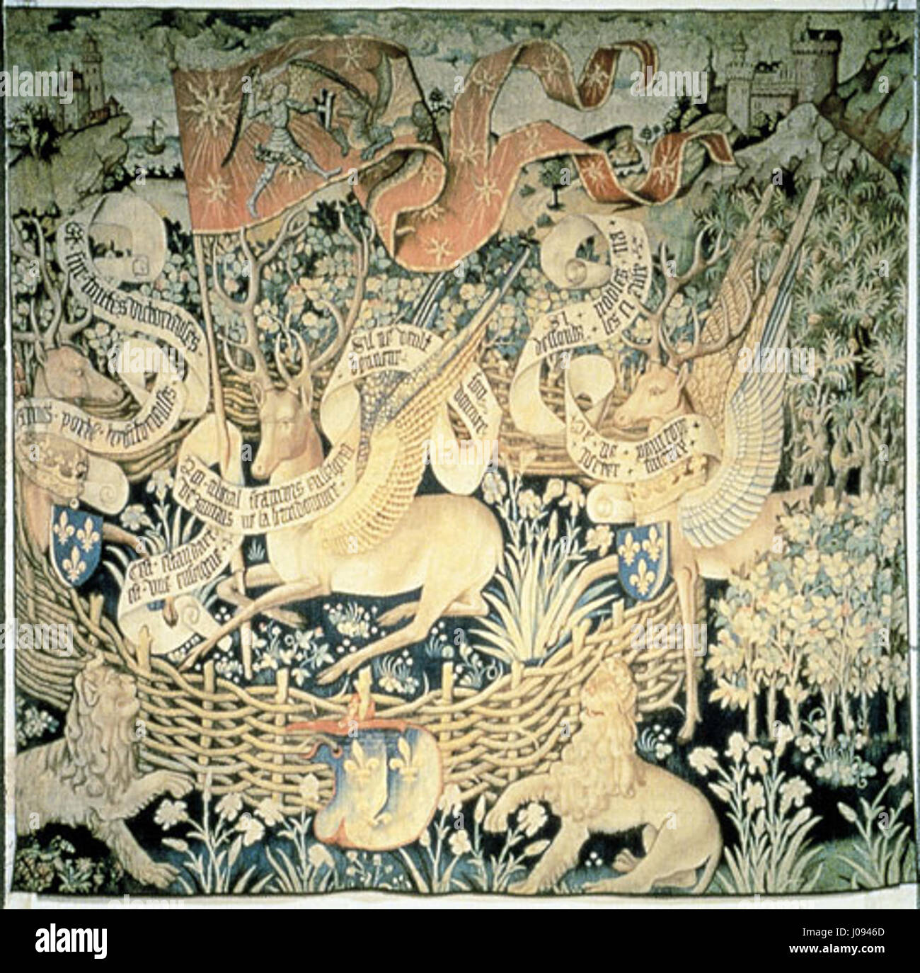 ‘Geflügelte Hirsche’ (Winged Deer) depicts a mythical creature with ...