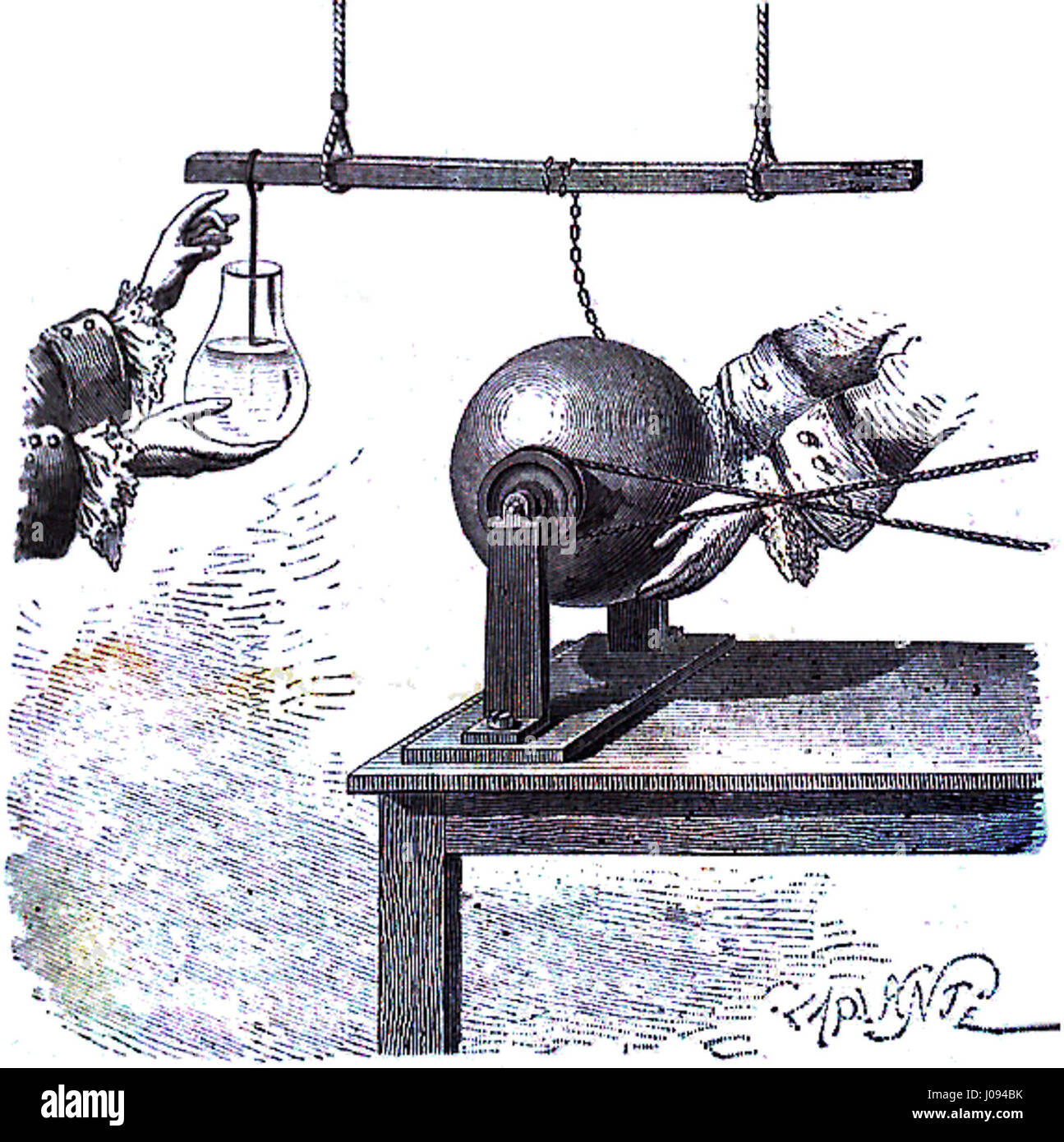 The 'Générateur électrique primitif' is a depiction of an early ...