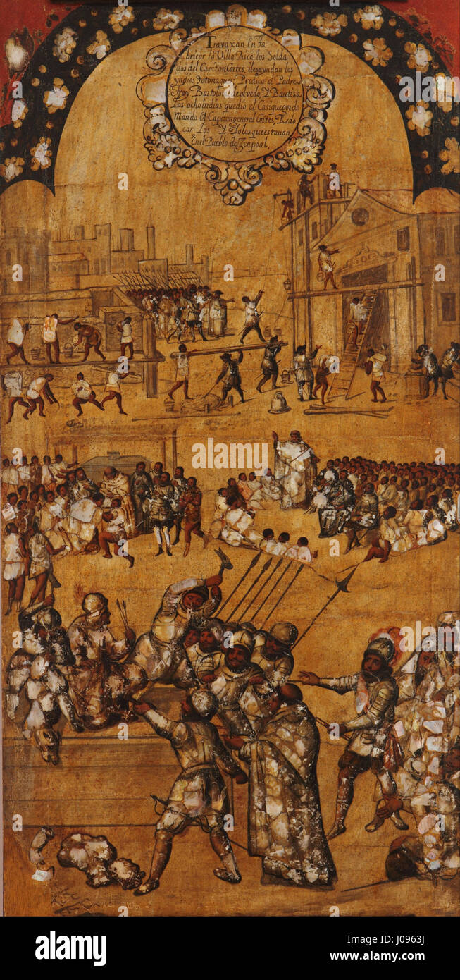 *La Conquista de México*, painted by Miguel Gonzales, illustrates the ...