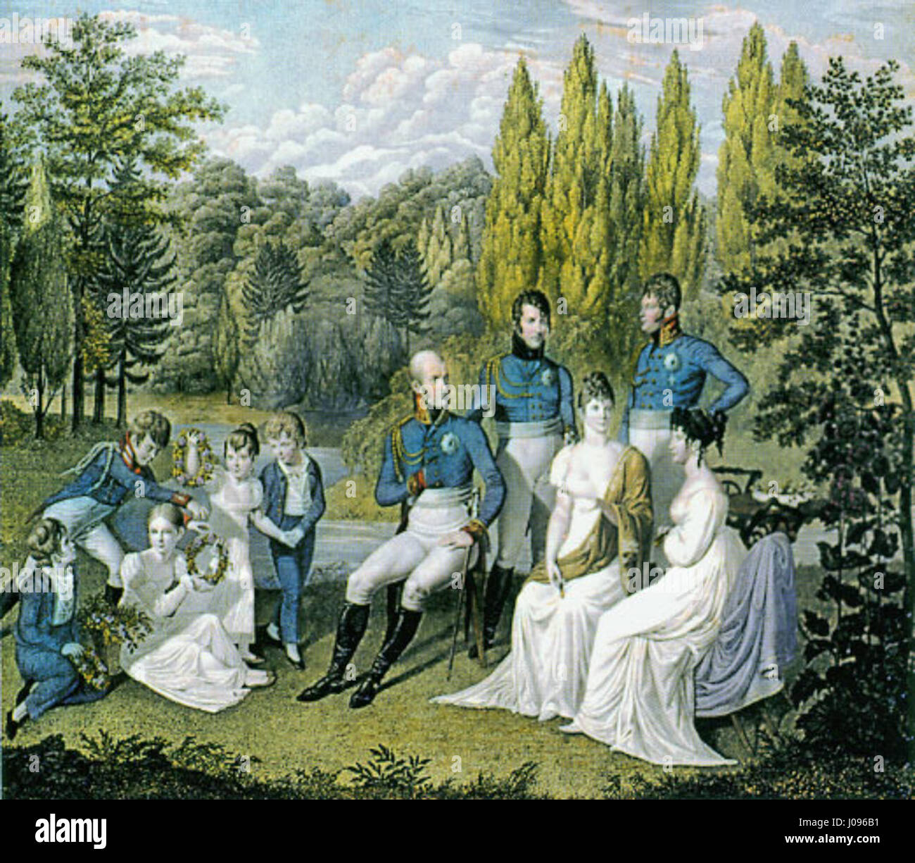 A portrait depicting the royal family, likely created by an artist ...