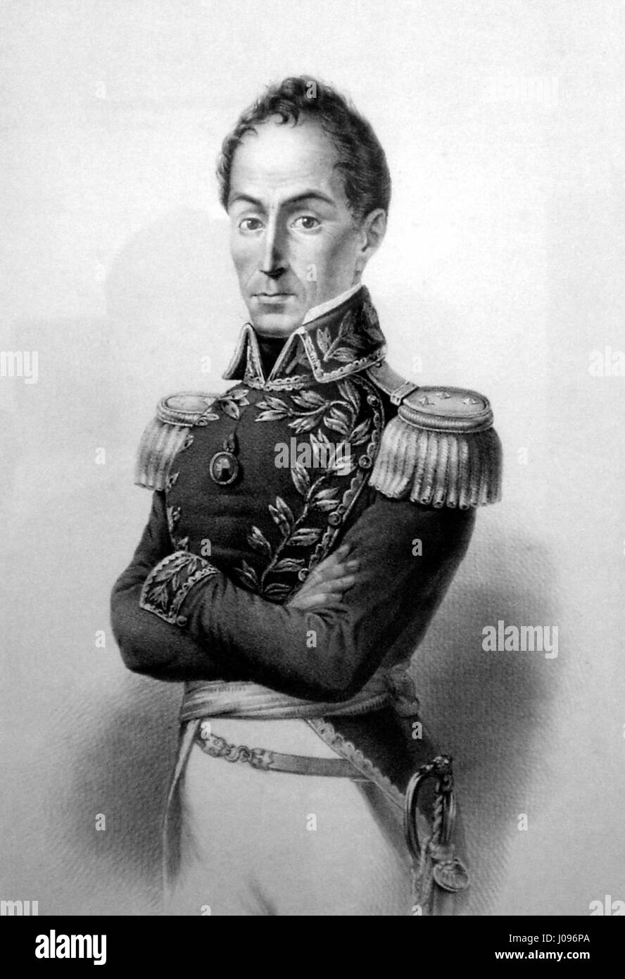 This lithograph depicts Simón Bolívar, the South American revolutionary ...