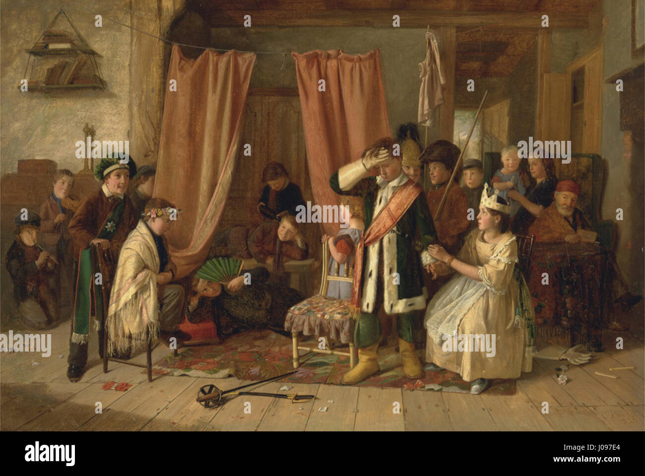 This 1863 painting by Charles Hunt depicts children performing the ...