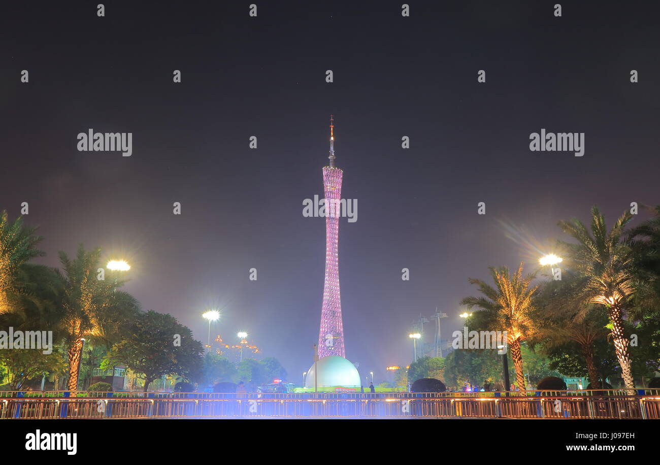 Canton Tower night cityscape in Guangzhou China Stock Photo - Alamy