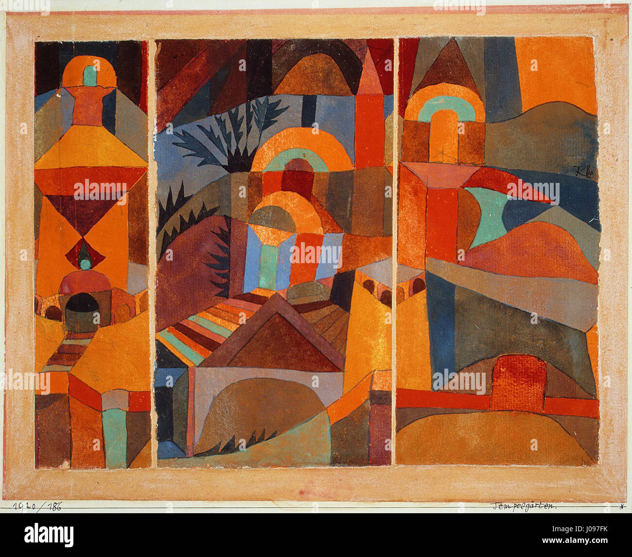 Paul Klee’s painting 'Tempelgärten' (Temple Gardens) is an abstract ...