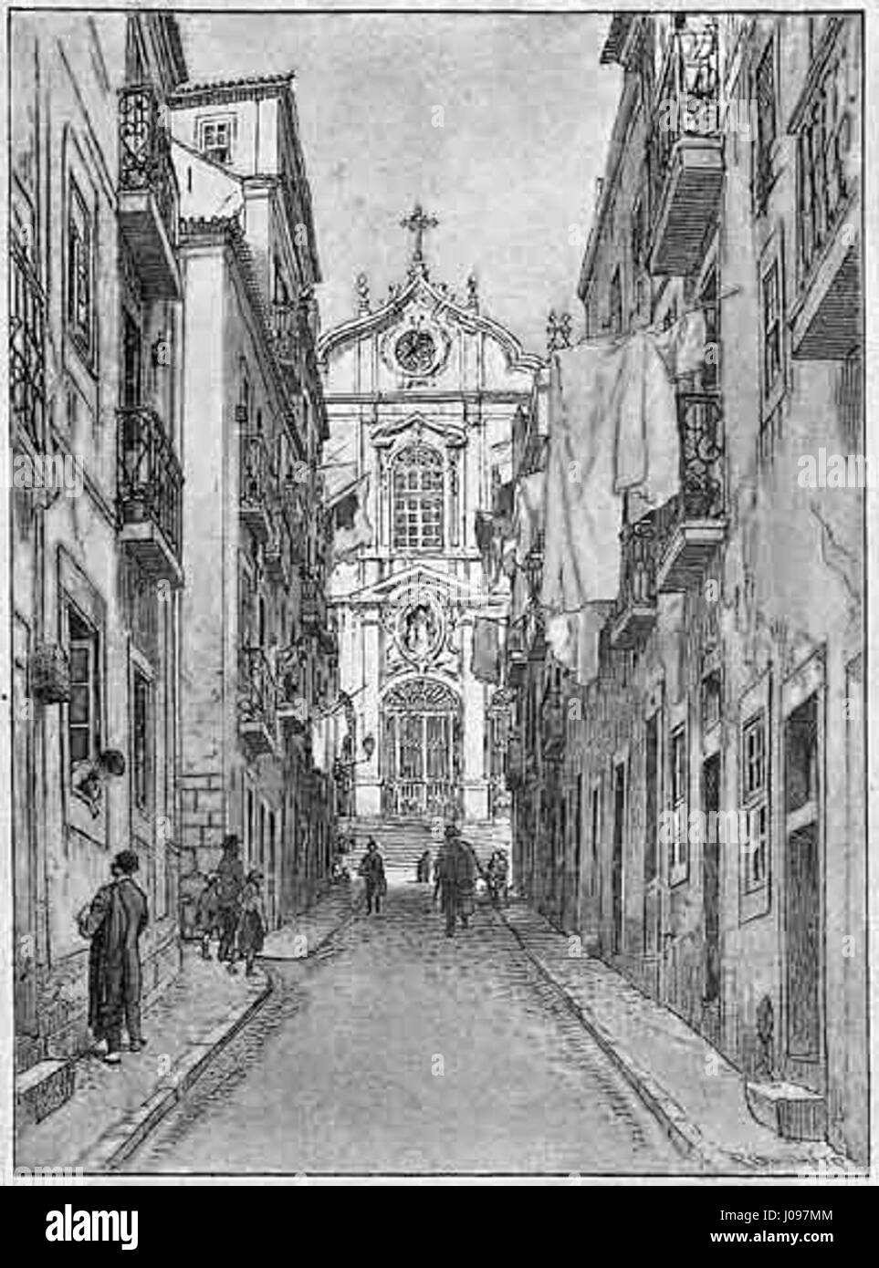 'Lisboa Velha, n.º 58' by Roque Gameiro portrays a street scene in the ...