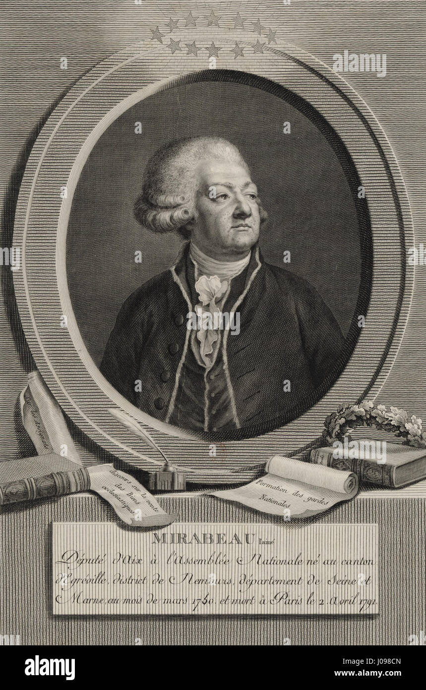 This portrait of Honoré-Gabriel Riqueti, depicted by Audouin in 1791 ...