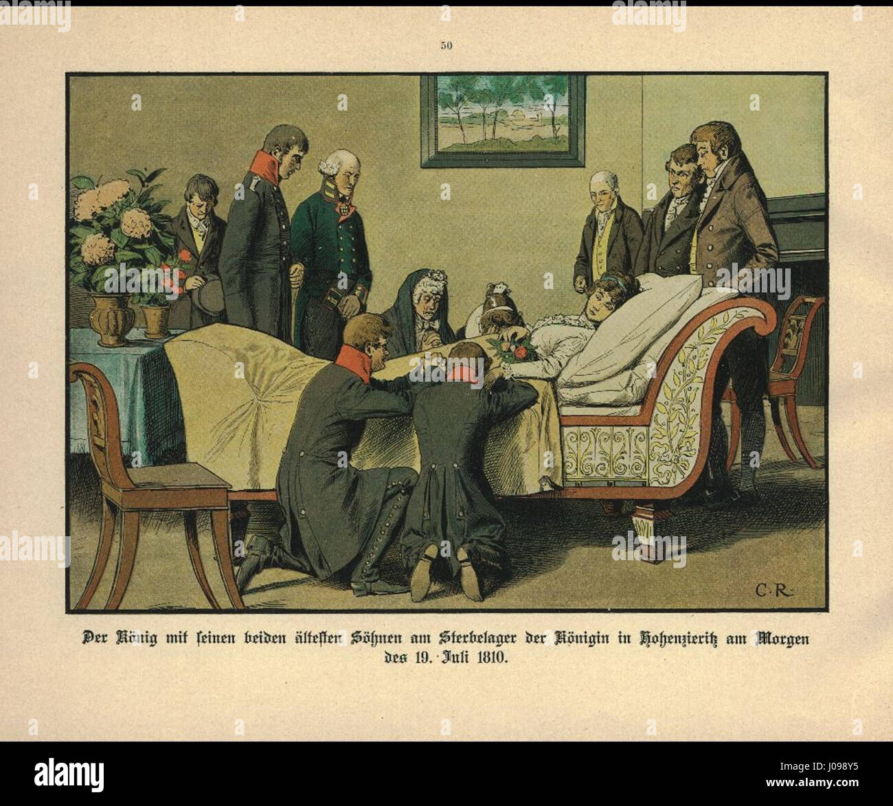This artwork by Carl Röchling depicts the deathbed of Queen Louise in ...