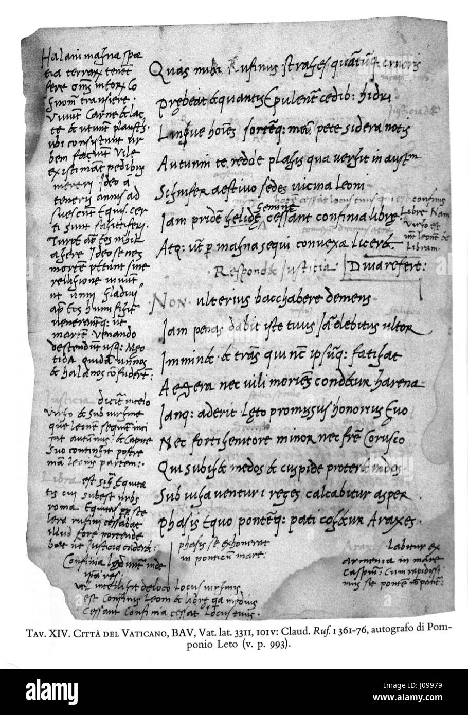 Manuscript by julius pomponius laetus hi-res stock photography and ...