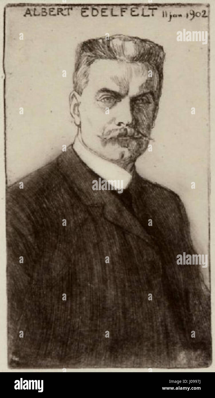 This is a self-portrait drawing by Albert Edelfelt from 1902. Edelfelt ...