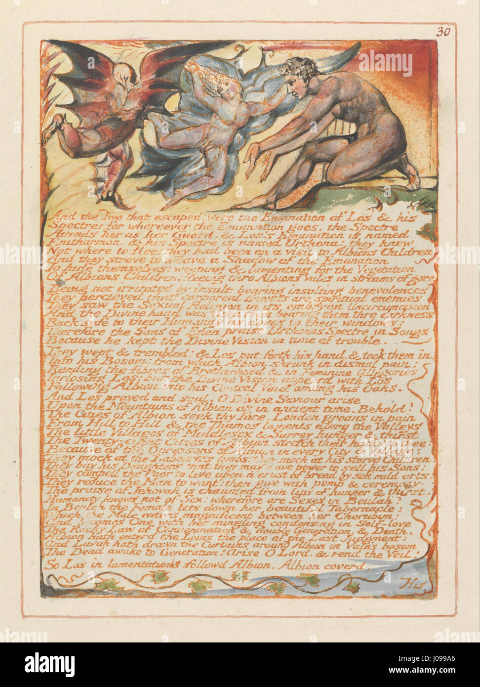 'Jerusalem, Plate 30' by William Blake is an illustration from his ...