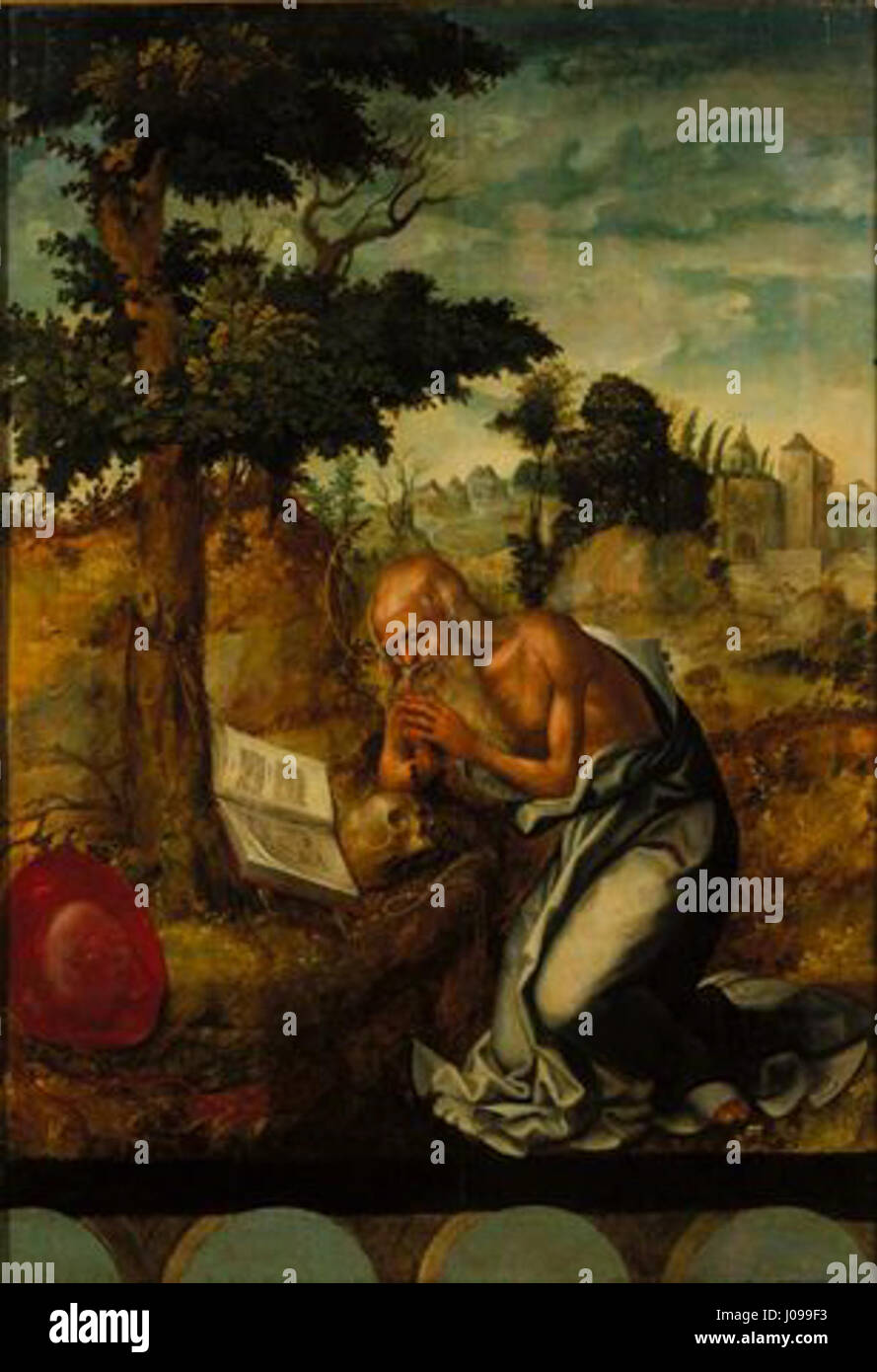 This 16th-century painting of Saint Jerome, set against architectural ...