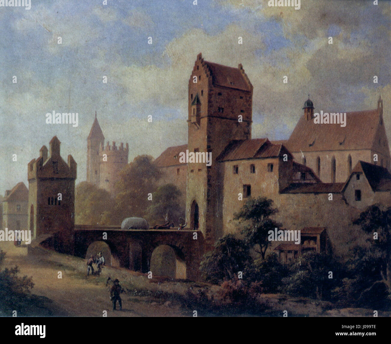 The Kästlinstor gate in Ravensburg, part of the historic town of ...