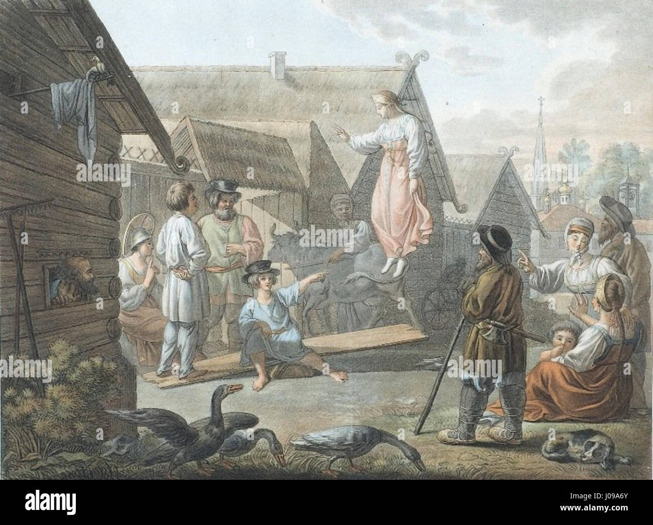 This artwork illustrates the ancient Volga region of Russia, depicting ...