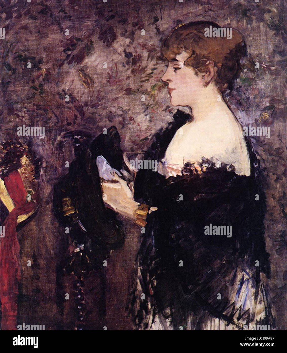 'La Modiste' by Édouard Manet portrays a woman in fashionable attire ...