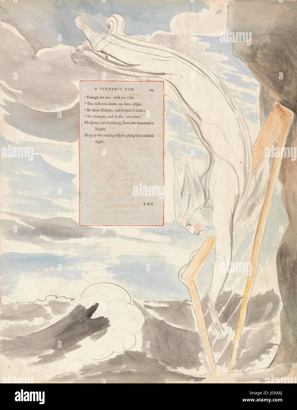 A design by William Blake for Thomas Gray's 'The Bard', illustrating a ...