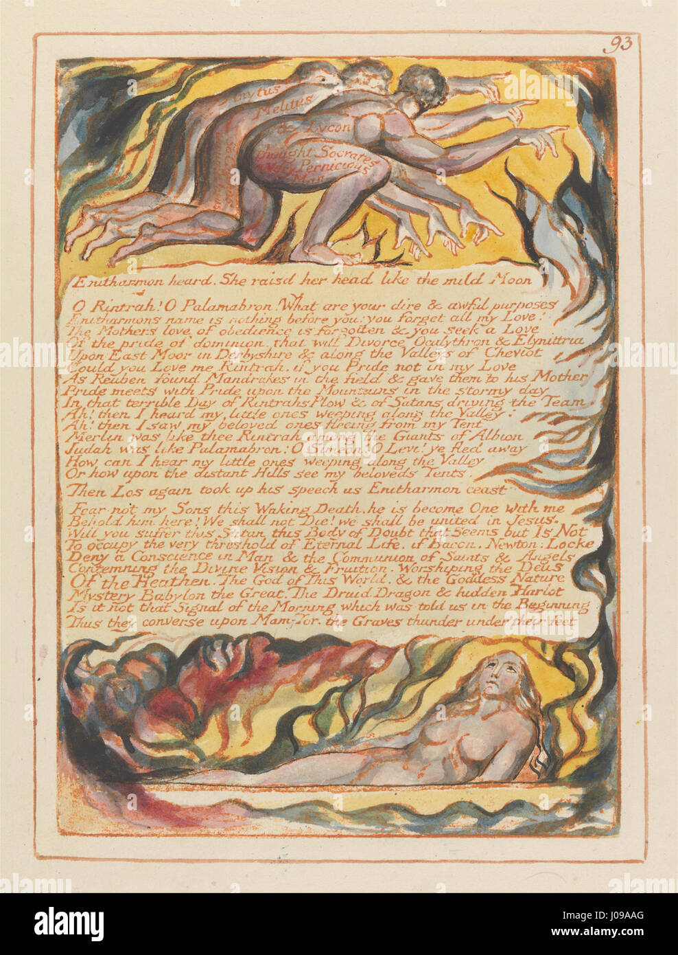 William Blake's 'Jerusalem, Plate 93' from his epic series depicts the ...