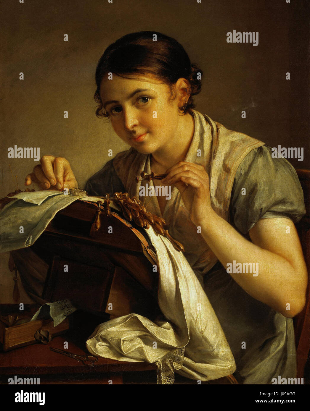 This piece by Vasily Tropinin represents a typical 19th-century Russian ...