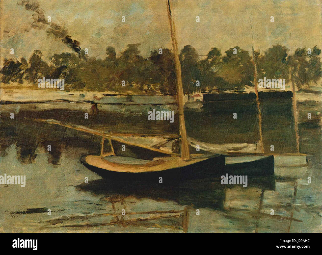 ‘Sailboats in Argenteuil’ by Édouard Manet depicts the serene scene of sailboats on the Seine ...