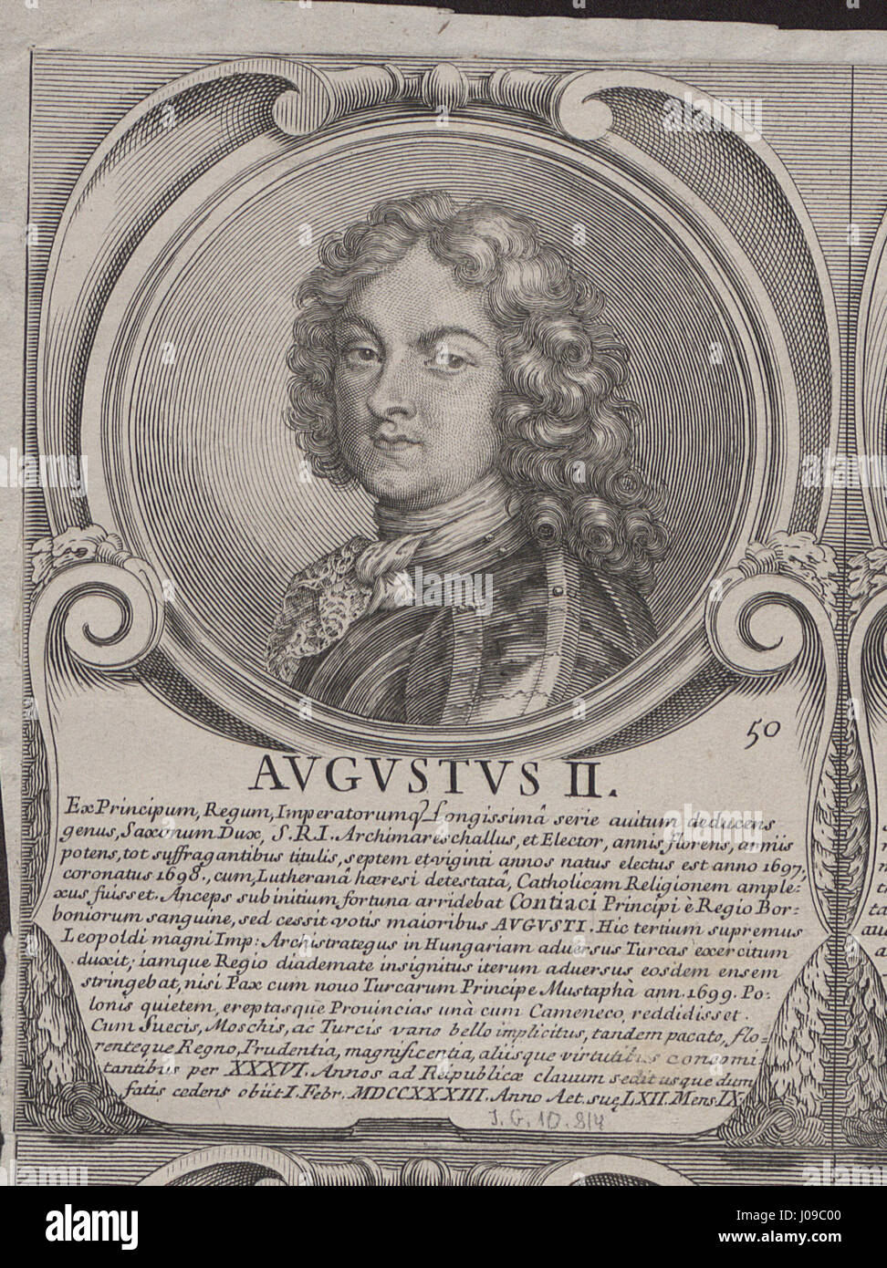 This portrait of Augustus II, created by Benoît Farjat, depicts the ...