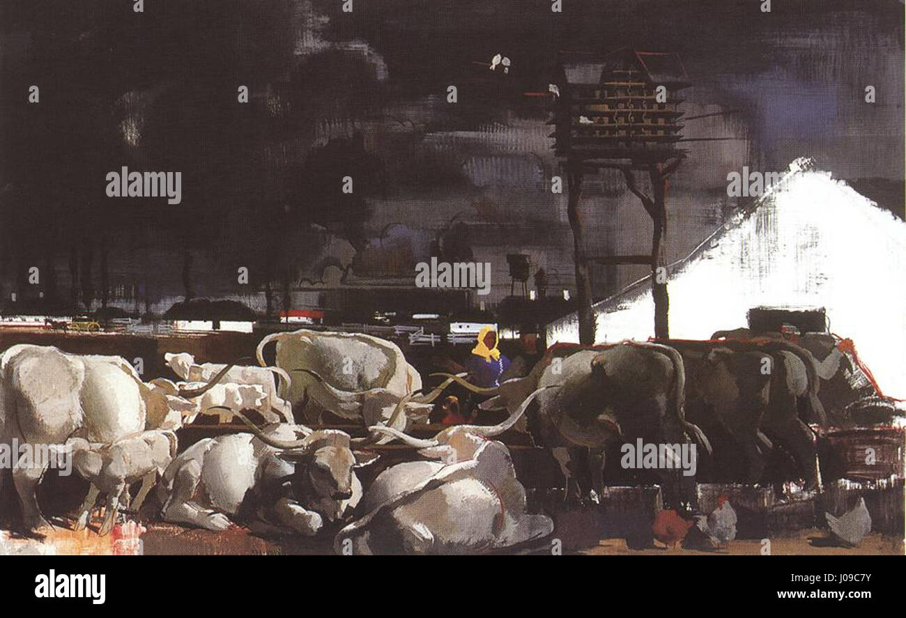 'Aba-Novák Watering' is a painting by Hungarian artist Aba-Novák ...