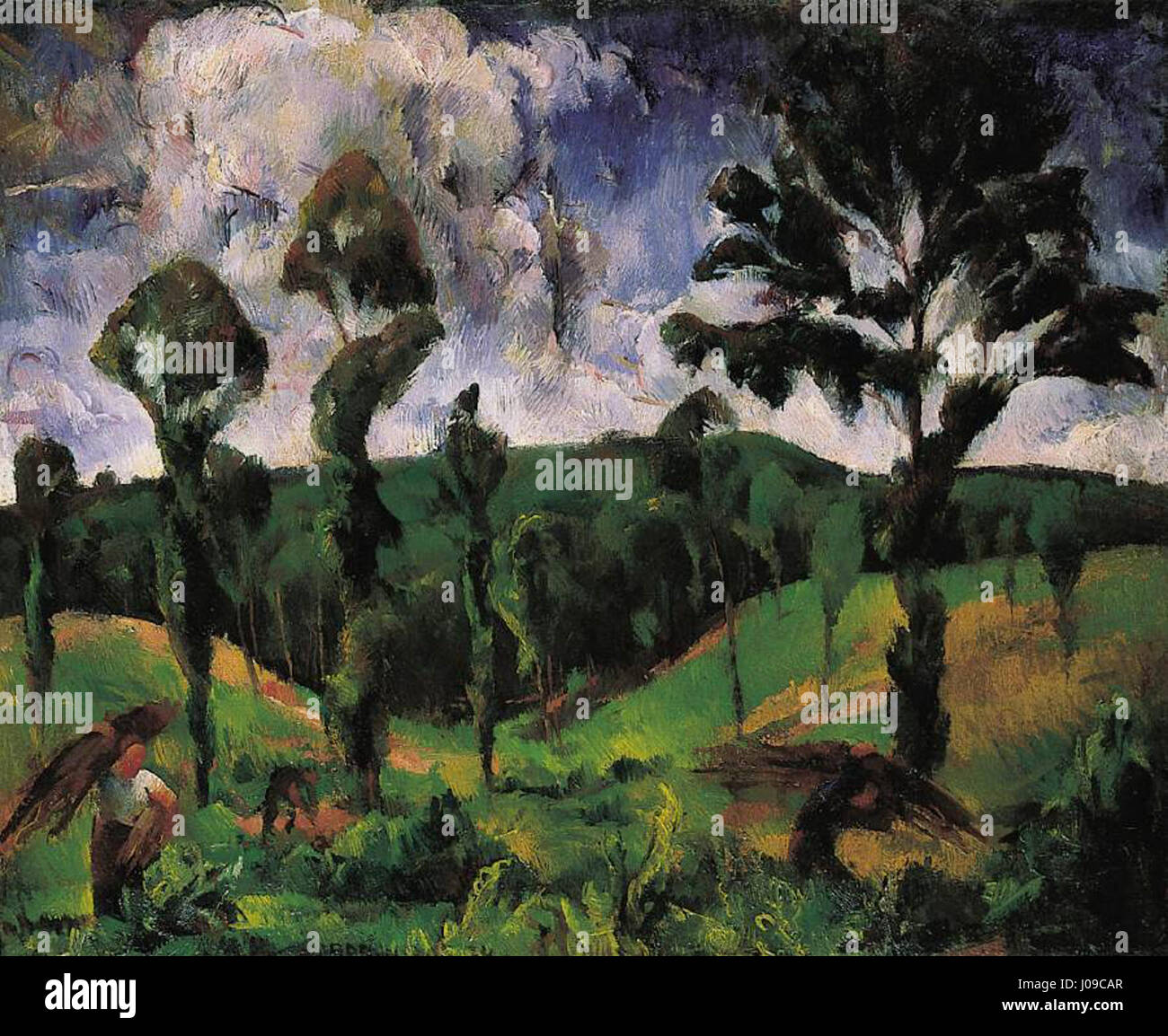 Aba-Novák’s 'Fetching Wood' from 1924 depicts a rural scene, showing ...