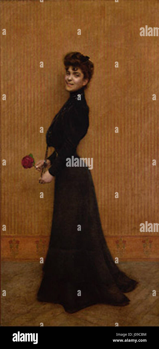Belmiro de Almeida’s 'Dame ... La Rose' presents a portrait of a woman ...