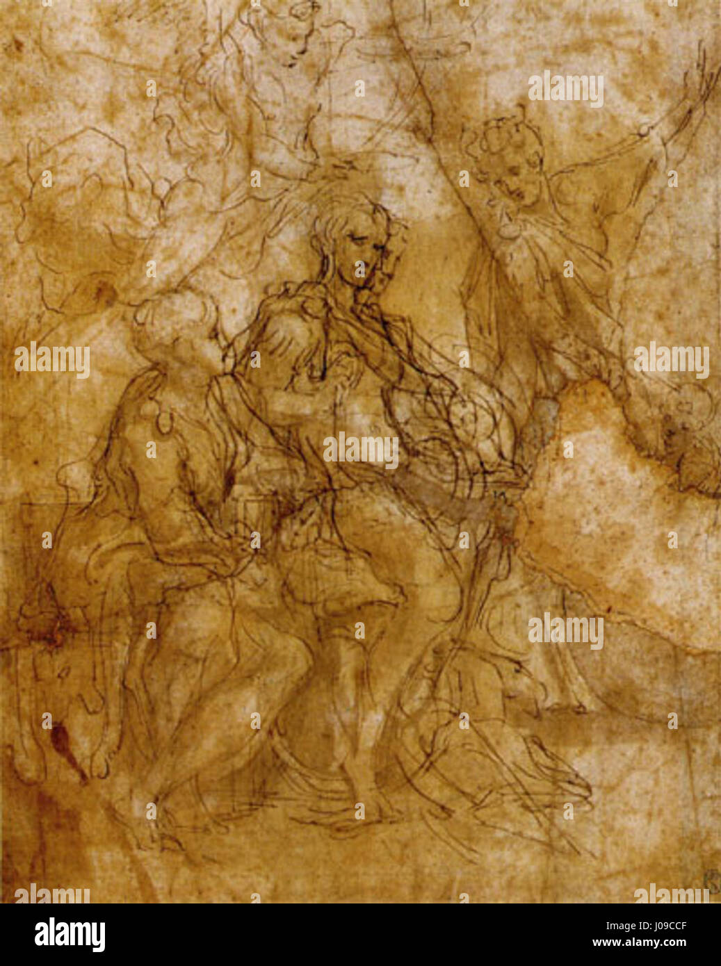 The preparatory drawing for 'Allegoria della virtù' by an unknown ...