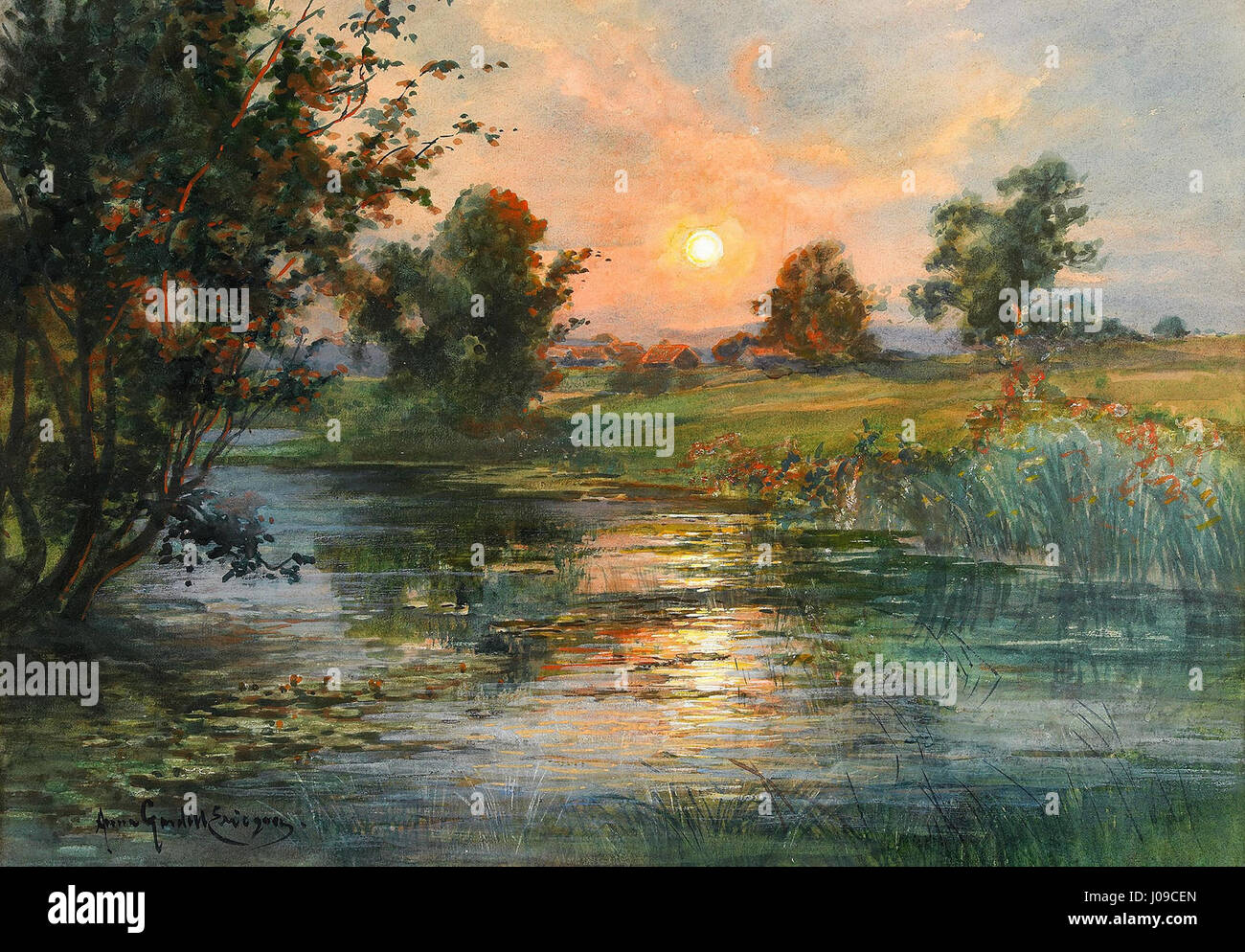 Anna Gardell Ericson's 'Soluppgång över landskap med vatten' (Sunrise ...