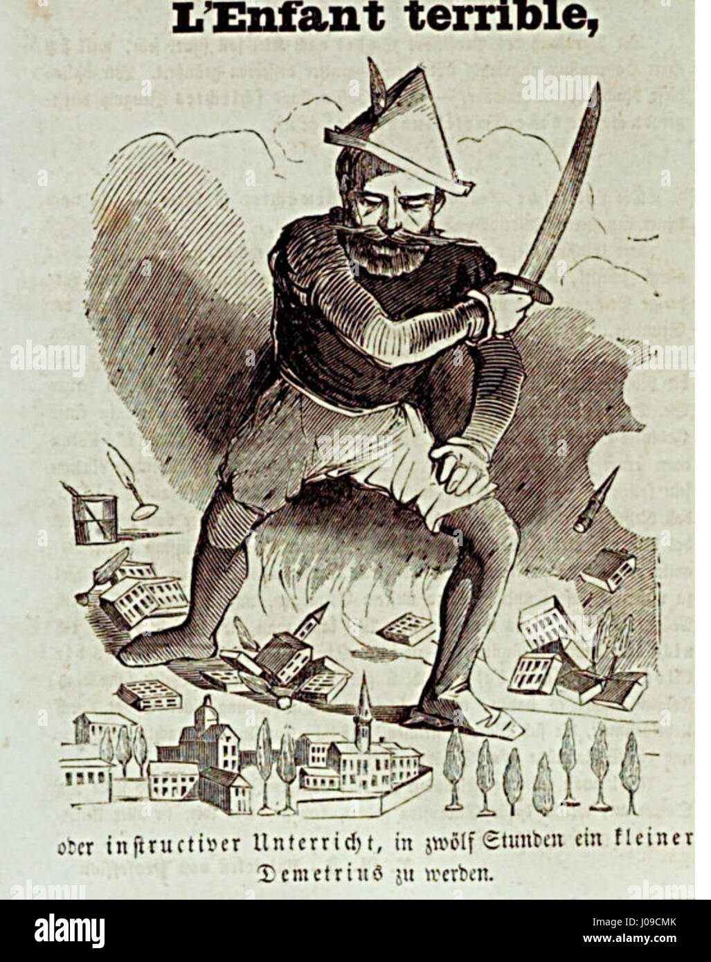 This artwork, 'Bismarck als Stadtzerstörer' (Bismarck as City Destroyer ...