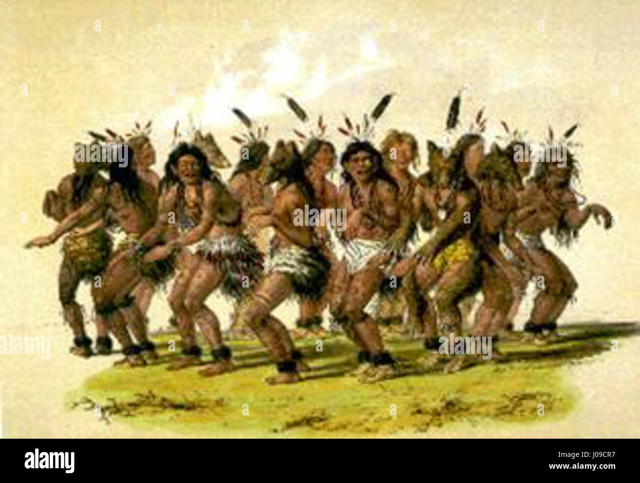 A work by George Catlin, depicting a bear dance, a traditional Native ...
