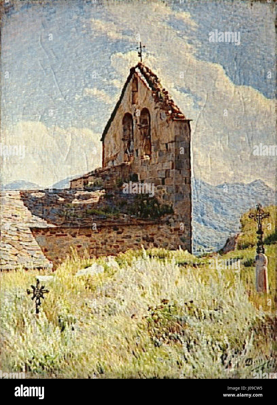 ‘L'Église d'Angoustrine’ by Daniel depicts the church in Angoustrine ...