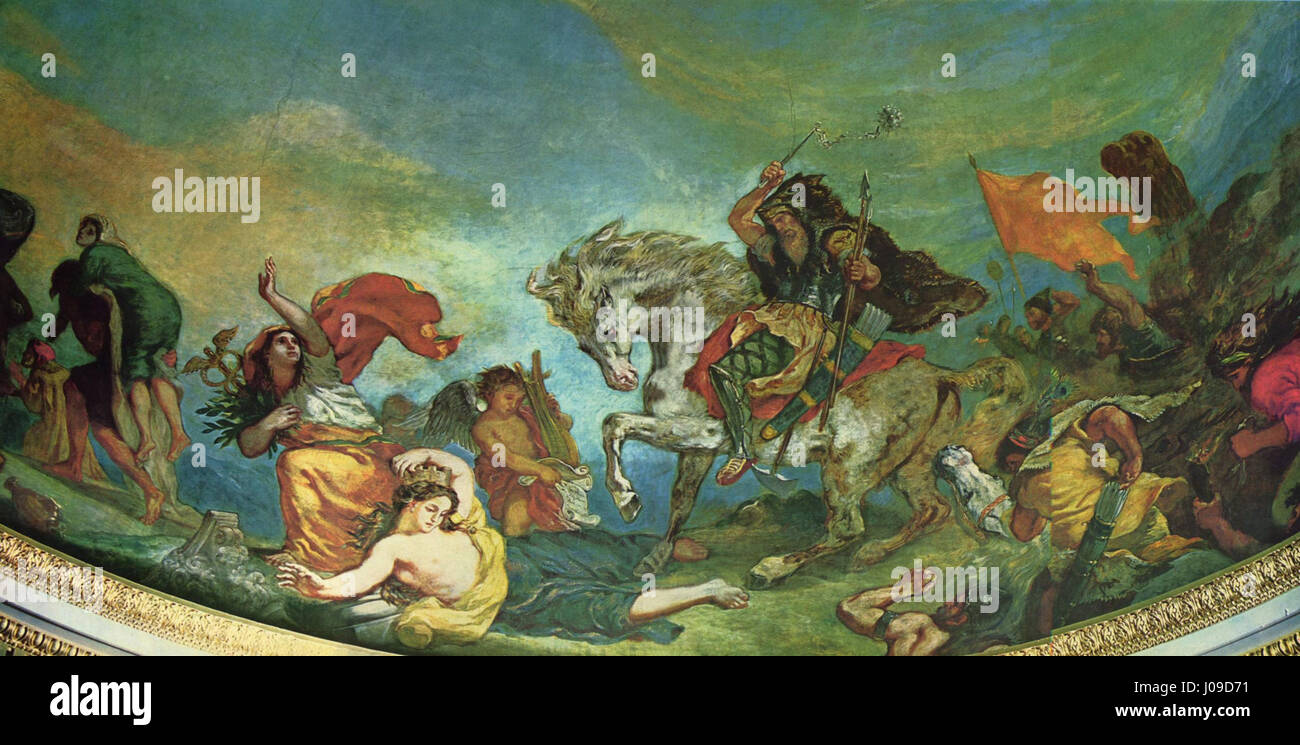 This artwork by Eugène Delacroix showcases his characteristic romantic ...