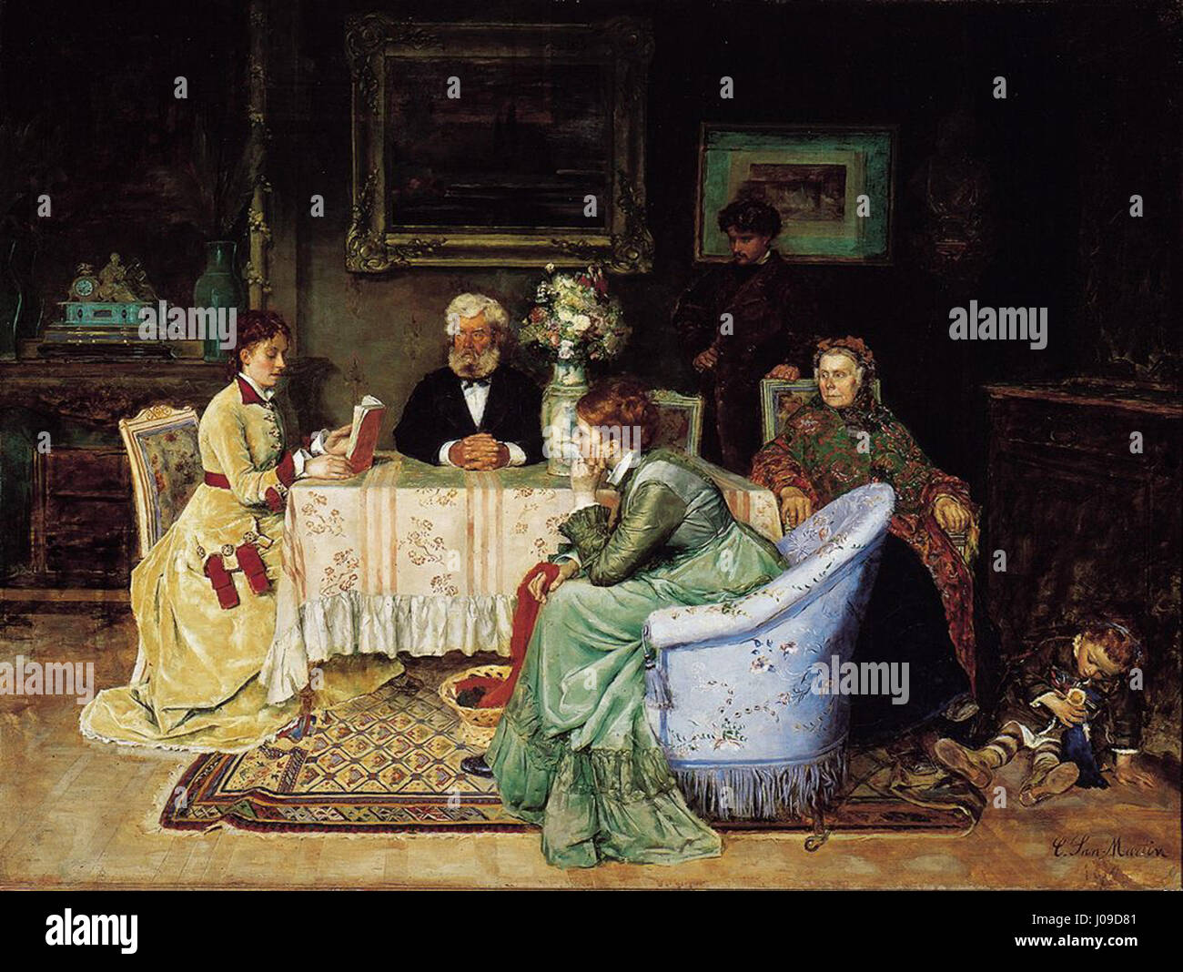 ‘La lectura’ by Cosme San Martín is a painting depicting a tranquil ...