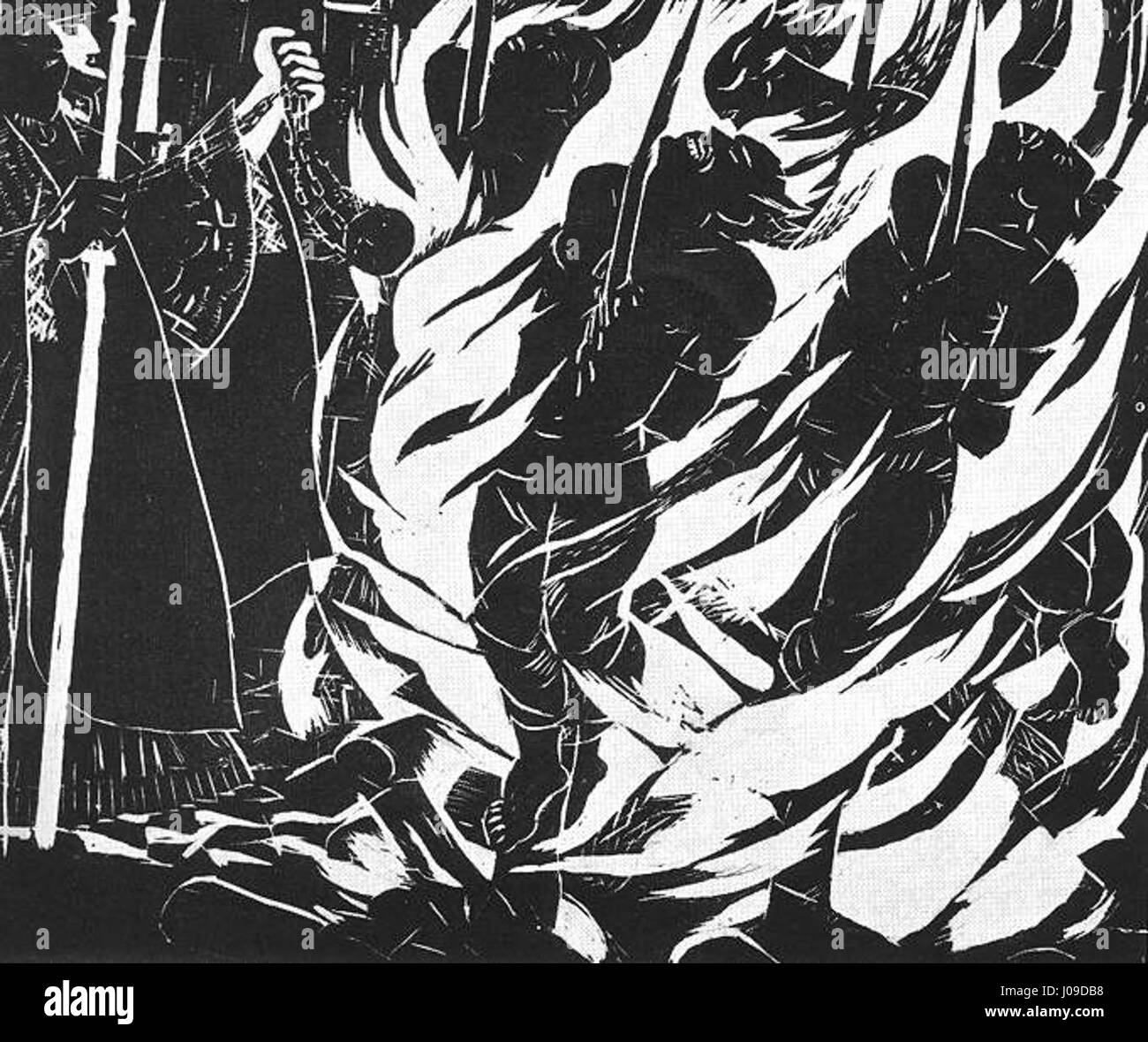 Gyula Derkovits's 1928 painting 'Dózsa-series VIII. Stakes' depicts the ...