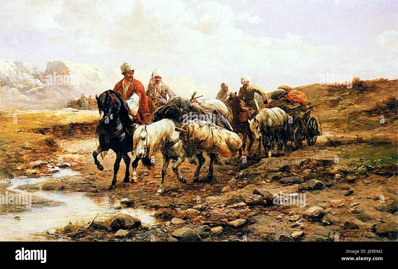This painting by Gorstkin Wywiśrski depicts a Cossack encampment ...