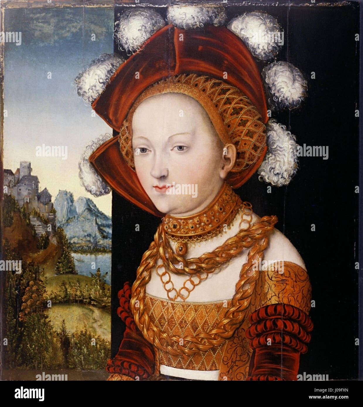 Lucas Cranach der Ältere, Damenbildnis, früher Salome mit dem Haupt ...
