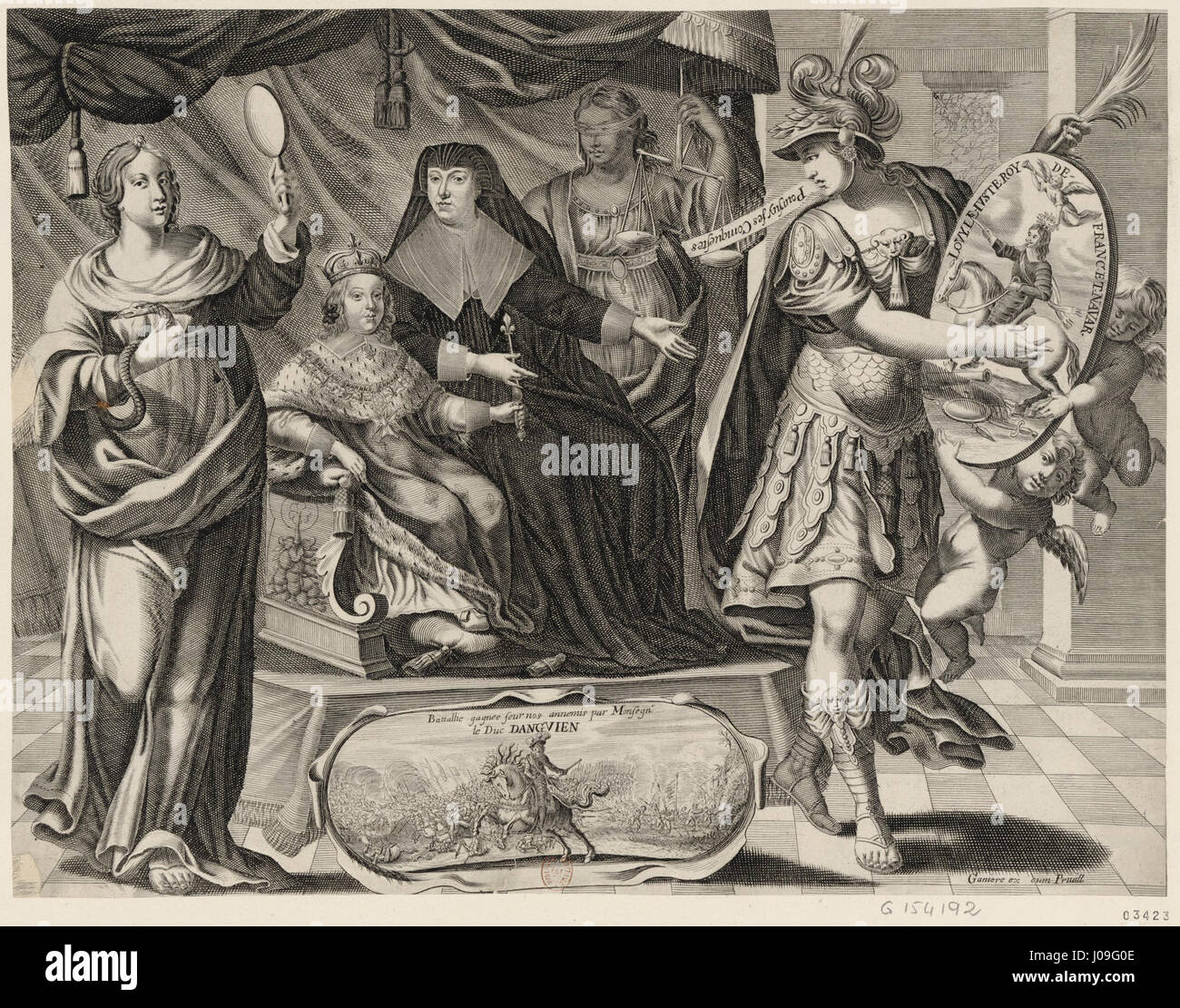 This artwork depicts a young Louis XIV with his mother, Anne of Austria ...