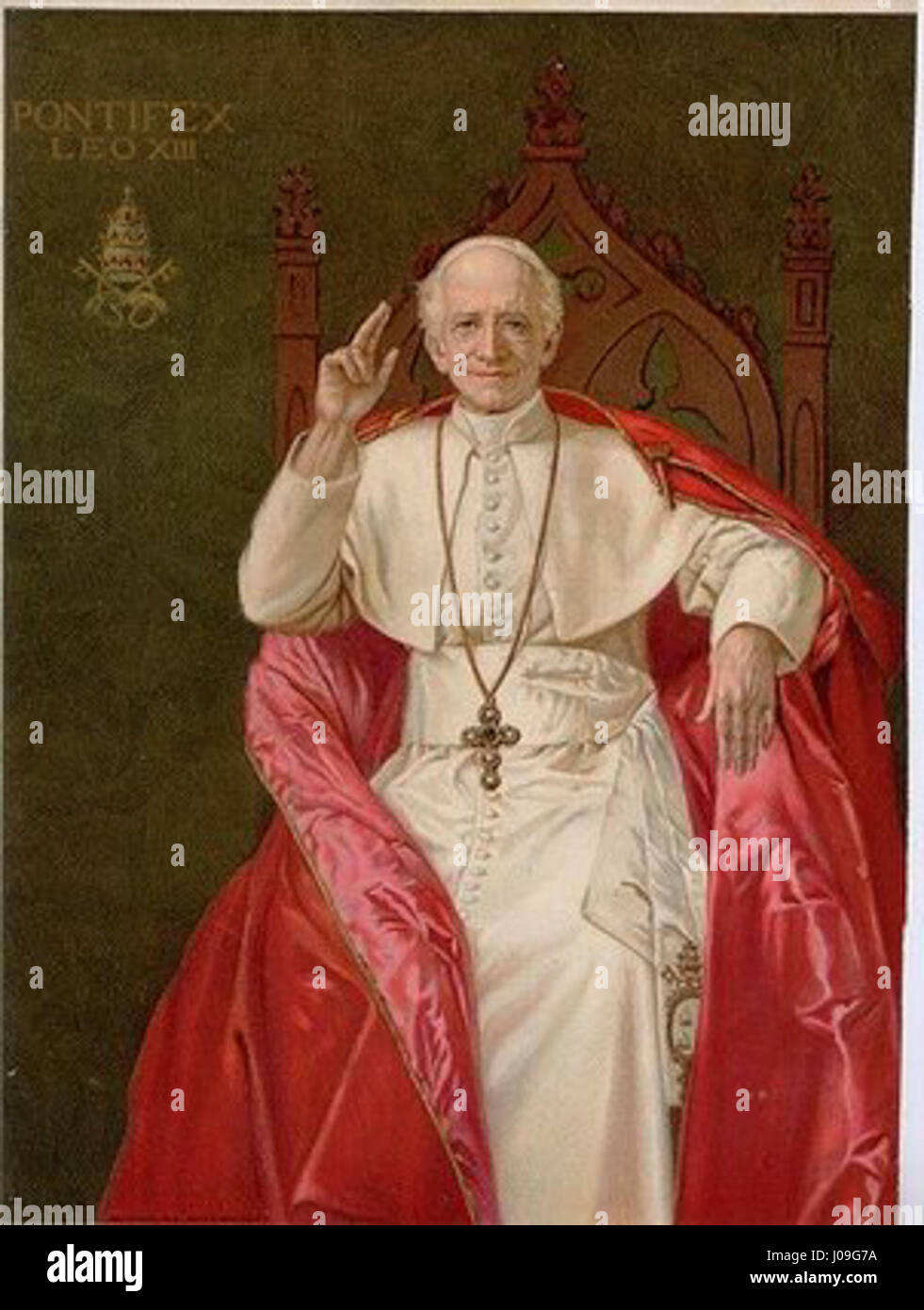 An engraving depicting Pope Leo XIII during a consistory at the Vatican ...